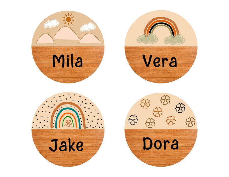 Circular Classroom Labels,student Name Tags,editable Name Tags, Rainbow ...