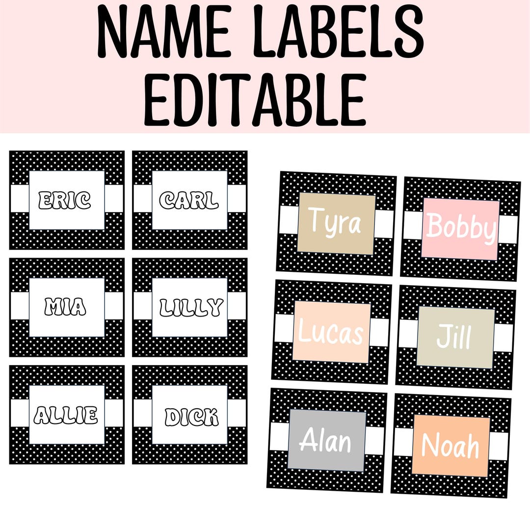 Printable Boho Name Labels, Editable Name Tags, Cubby Tags, Tote Tray ...