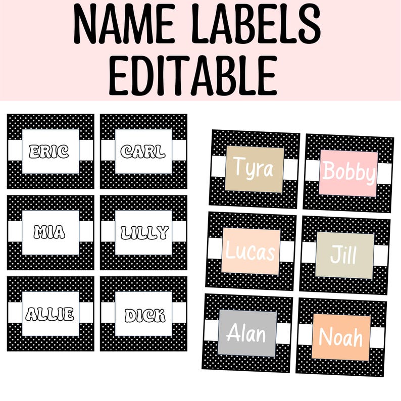 Printable Boho Name Labels, Editable Name Tags, Cubby Tags, Tote Tray ...