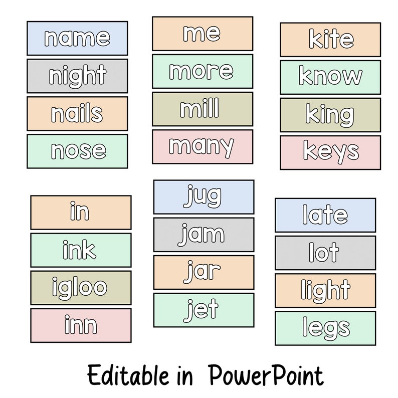 Printable Calm Colors Word Wall Labels, Word Wall Banners, Alphabet ...