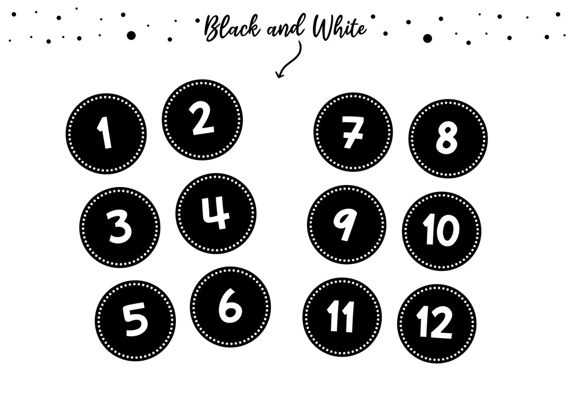 Printable Number Labels Bundle Pack, Round Number Labels, Black and ...