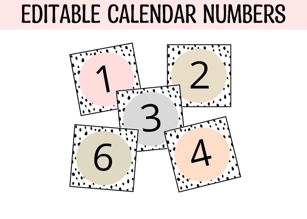 Printable Calendar Number Labels. Editable Number Tags. Number Tents ...