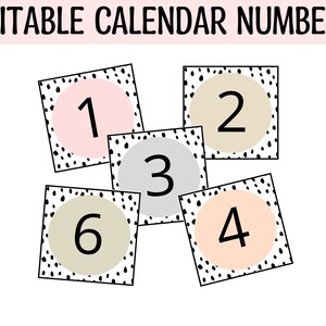 Printable Calendar Number Labels. Editable Number Tags. Number Tents ...
