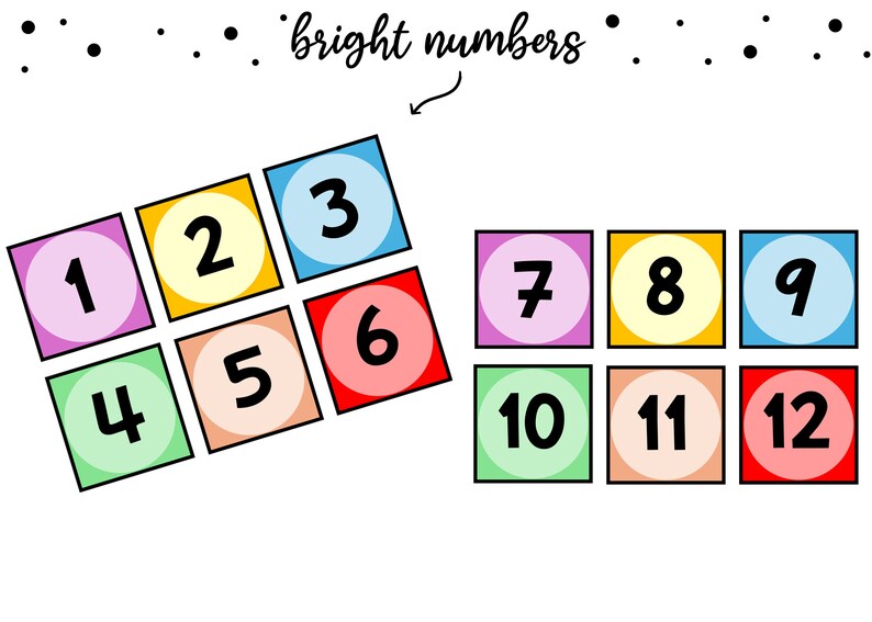 Printable Number Labels, Bright Classroom Calendar Numbers, Number ...