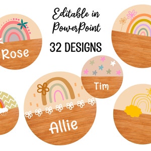 Circular Classroom Labels,student Name Tags,editable Name Tags, Rainbow ...