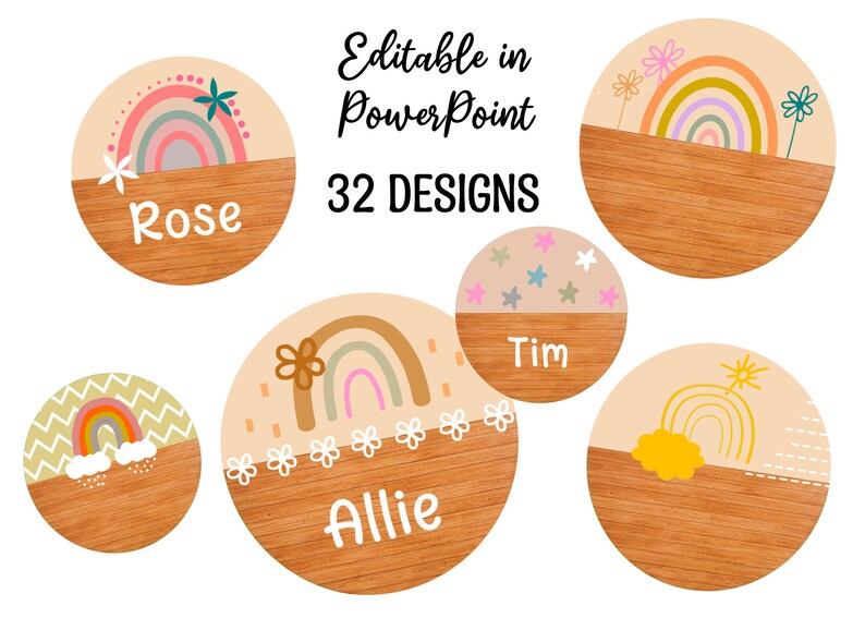 Circular Classroom Labels,student Name Tags,editable Name Tags, Rainbow ...