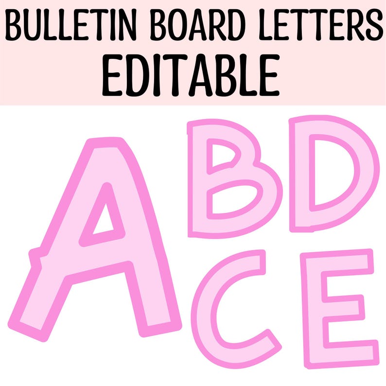 Bright Pink Bulletin Board Letters, Editable Large Alphabet Letters ...