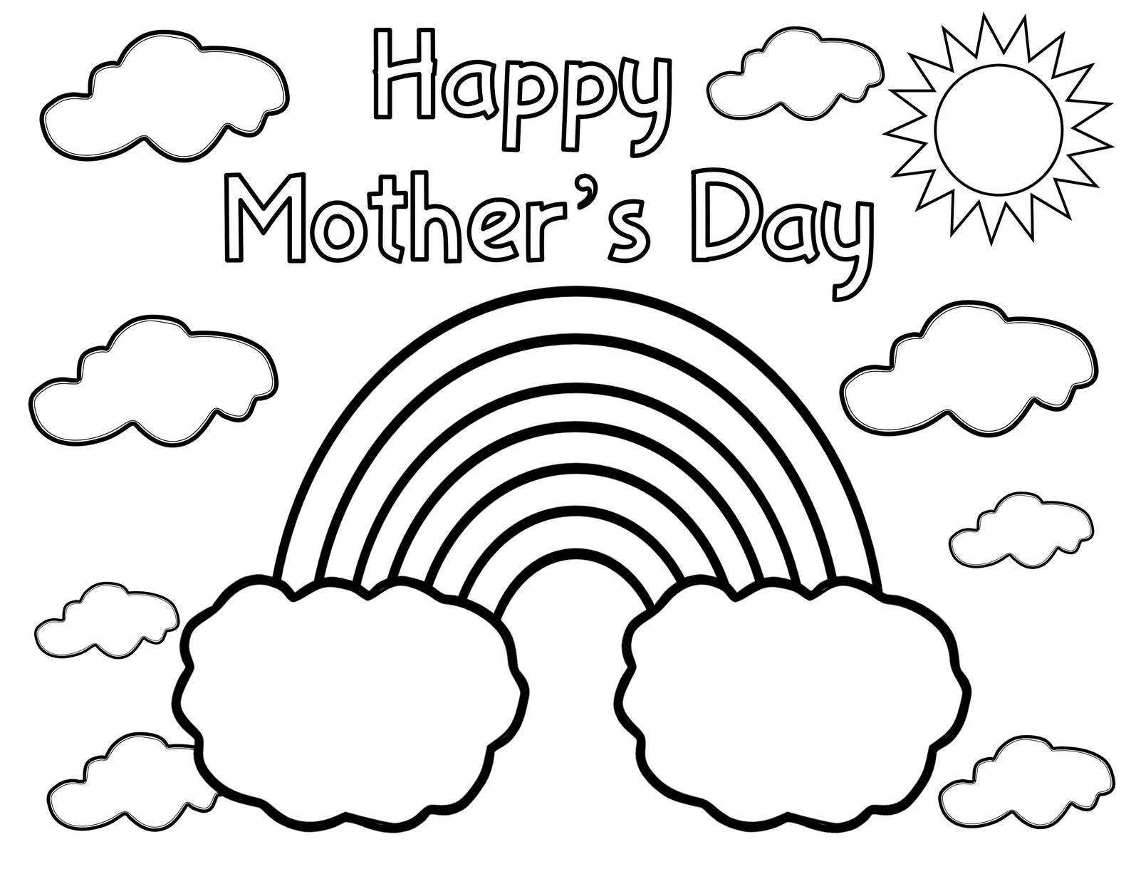 Rainbow Mother's Day Coloring Pages for Kids (PDF Pattern) - Etsy
