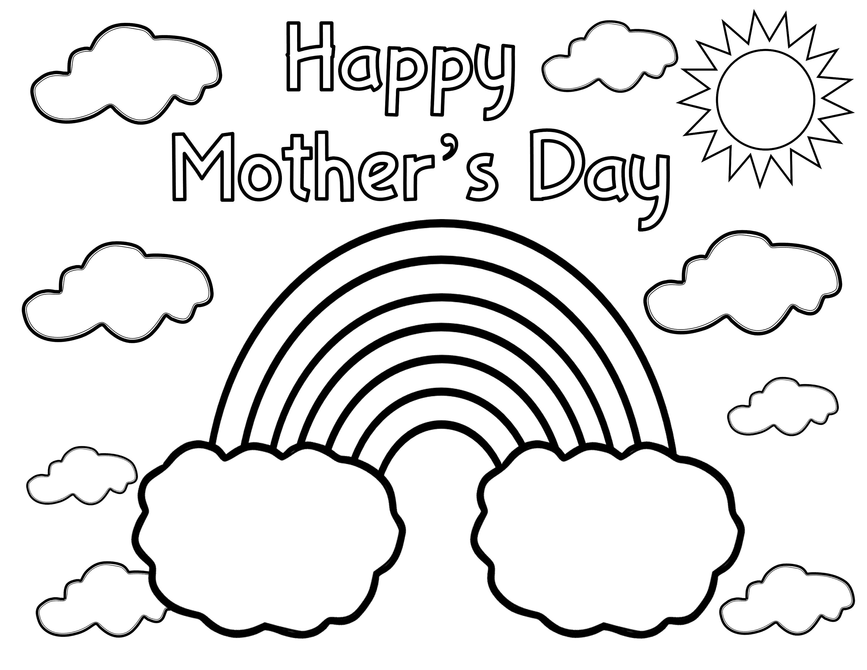 Printable Rainbow Mother's Day Coloring Worksheets,rainbow Coloring ...