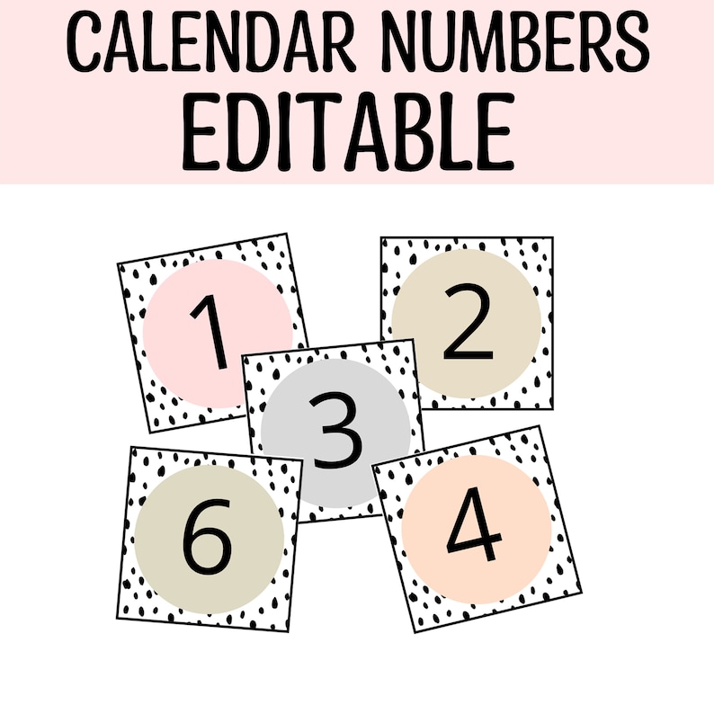 Printable Calendar Number Labels. Editable Number Tags. Number Tents ...
