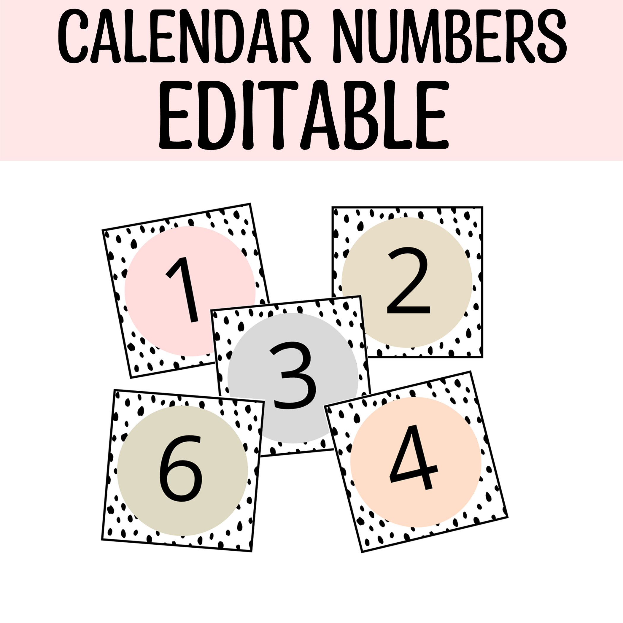 Printable Calendar Number Labels. Editable Number Tags. Number Tents ...