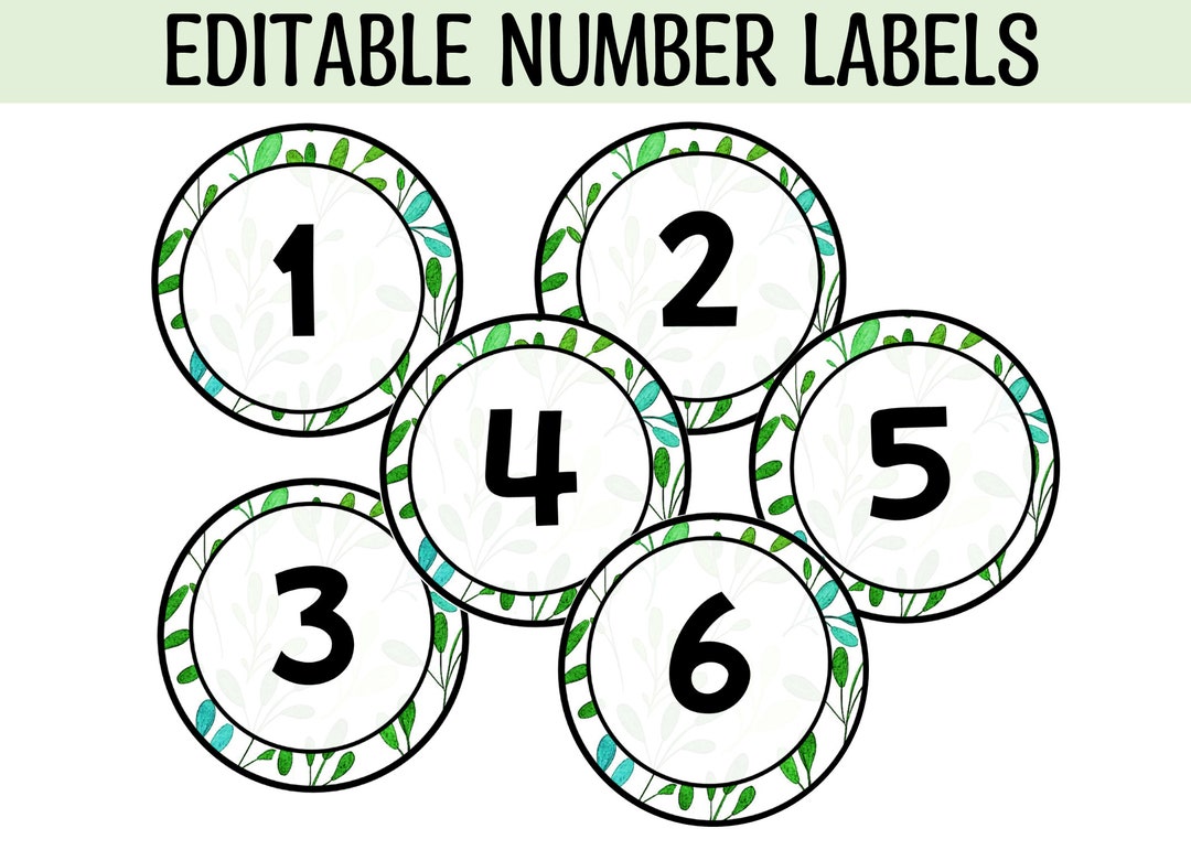 Printable Round Botanical Number Labels, Back to School Number Labels ...