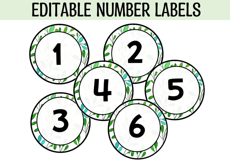 Printable Round Botanical Number Labels, Back to School Number Labels ...