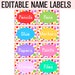 Polka Dots Labels, Printable Bright Name Labels, Student Name Tags ...