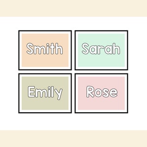 Printable Calm Color Student Name Labels, Editable Name Tags, Center ...