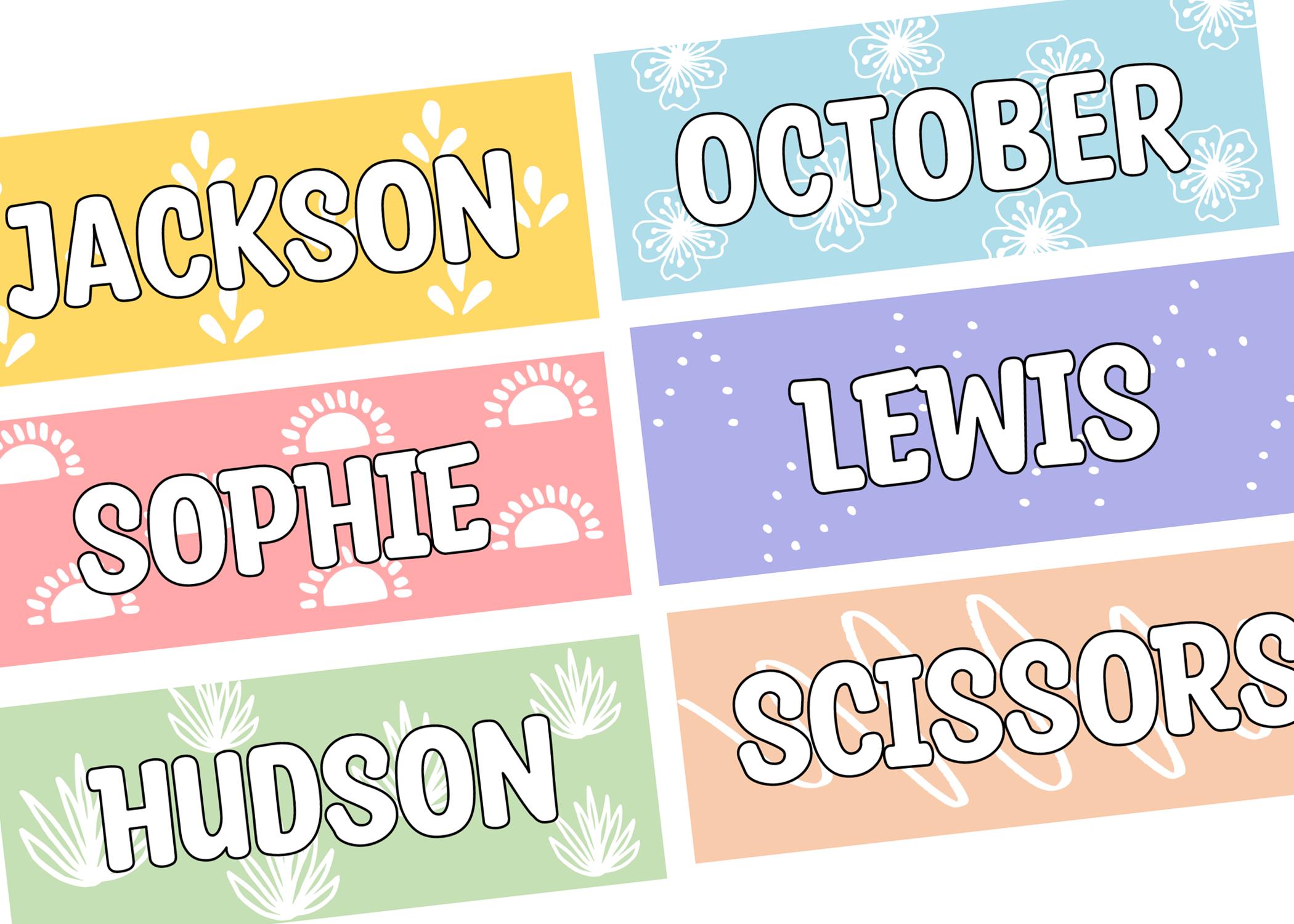 Classroom Labels, Student Name Tags, Back to School Colorful Name ...