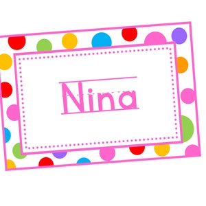 Polka Dots Labels, Printable Bright Name Labels, Student Name Tags ...