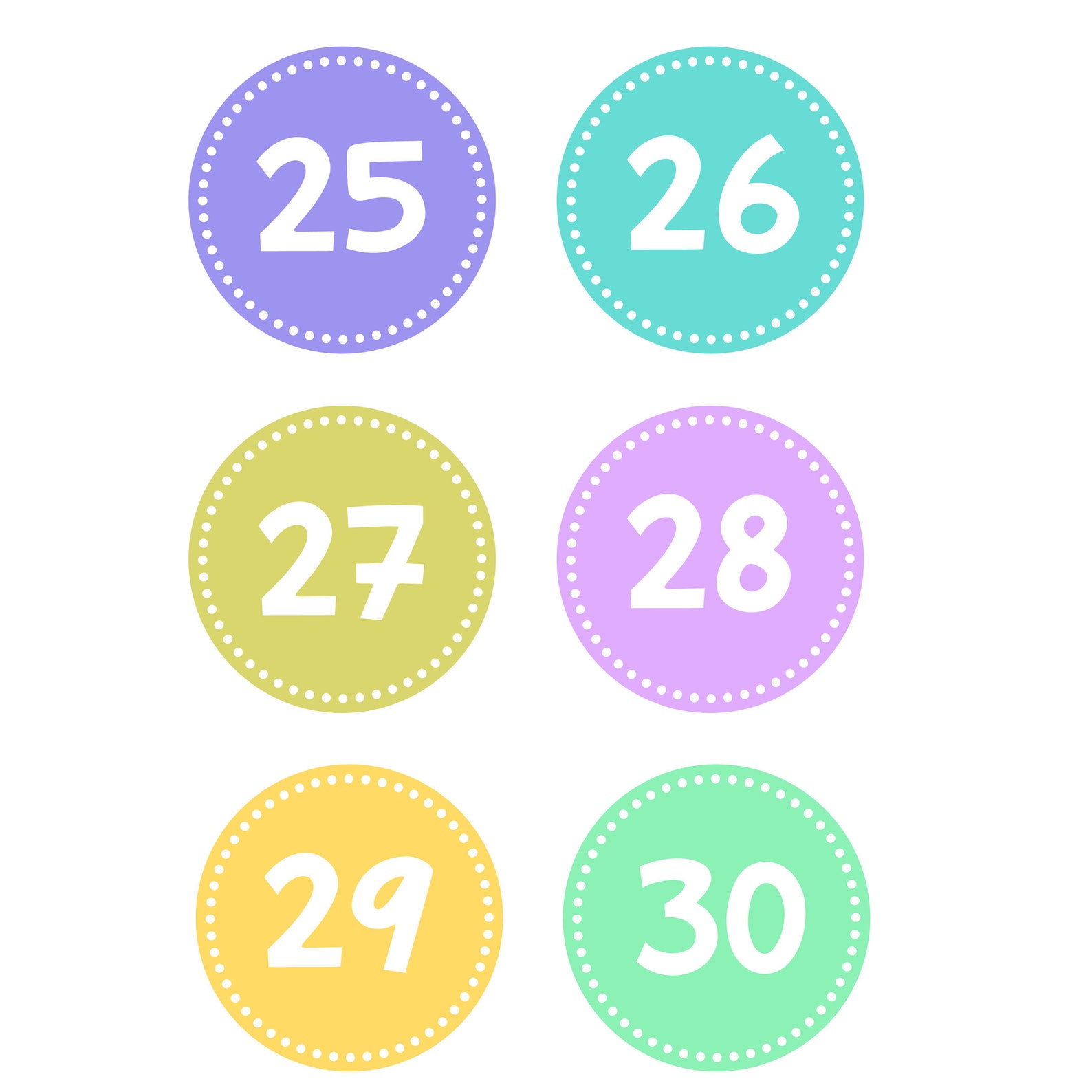 Printable Round Colorful Number Labels, Bright Cubby Labels, Book Bin ...