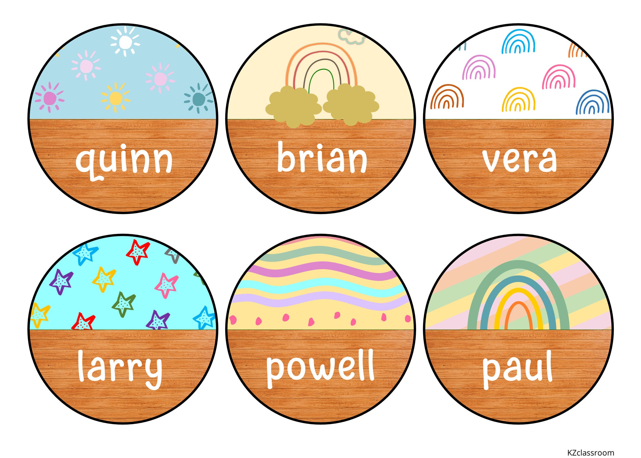 Printable Round Student Name Labels, Boho Circular Name Labels, Student ...