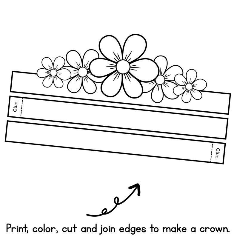 Spring Flower Paper Crown Craft Activity for Kids (PDF Download) - Etsy ...