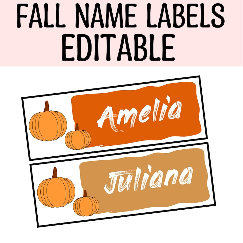 Printable Fall Name Labels, Autumn Classroom Labels, Fall Name Posters ...