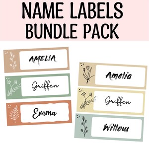 Printable Botanical Classroom Labels Bundle Pack, Editable Name Posters ...