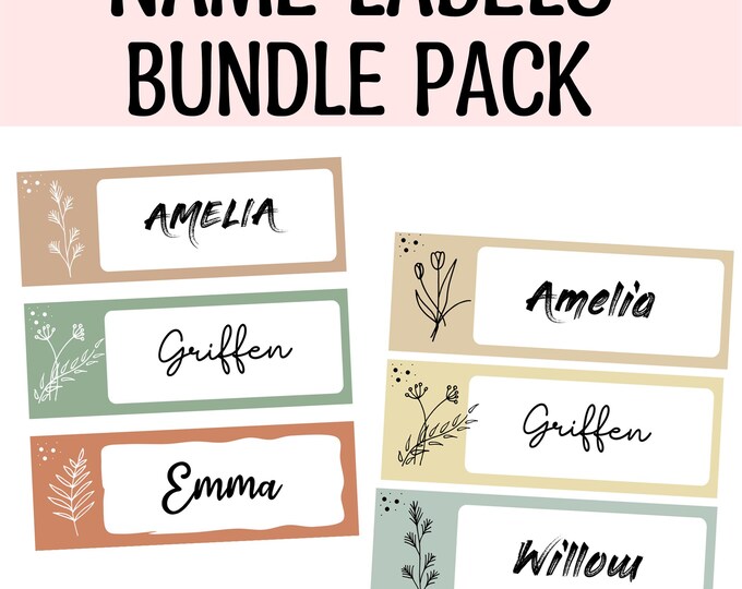 Printable Botanical Student Name Labels, Round Cubbies Labels, Boho ...