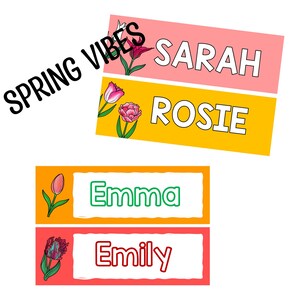 Printable Floral Name Labels, Spring Classroom Labels, Floral Desk ...