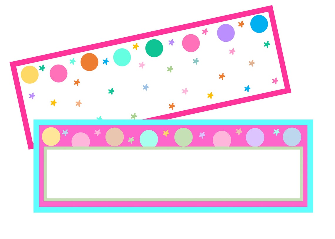 Printable Bright Polka Dots Name Tags, Stars Name Labels, Editable ...
