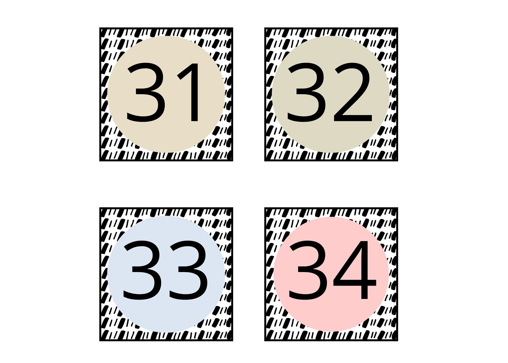 Printable Boho Neutral Number Labels, Classroom Calendar Number Labels ...