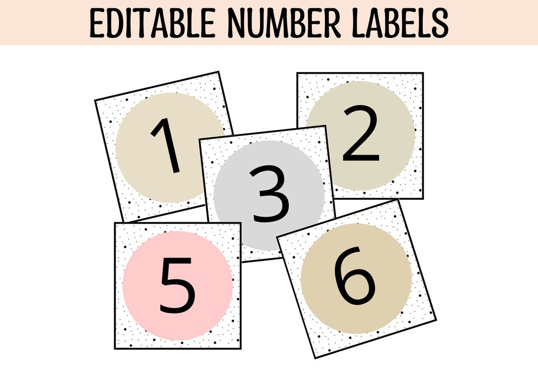 Printable Number Labels, Boho Spotty Number Labels, Classroom Calendar ...