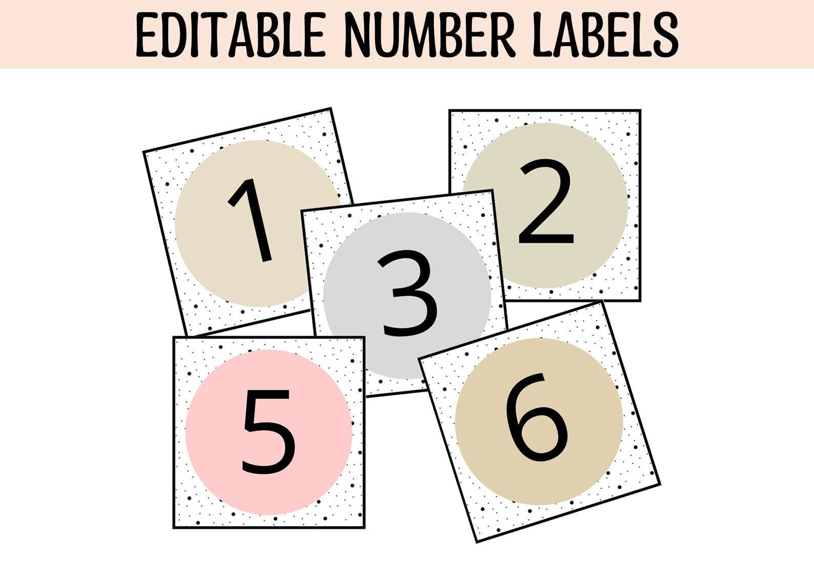 Printable Number Labels, Boho Spotty Number Labels, Classroom Calendar ...