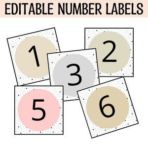Printable Number Labels, Boho Spotty Number Labels, Classroom Calendar ...