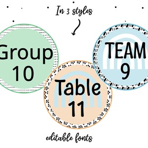 Boho Pastel Rainbow Classroom Table Team and Group Numbers - Etsy