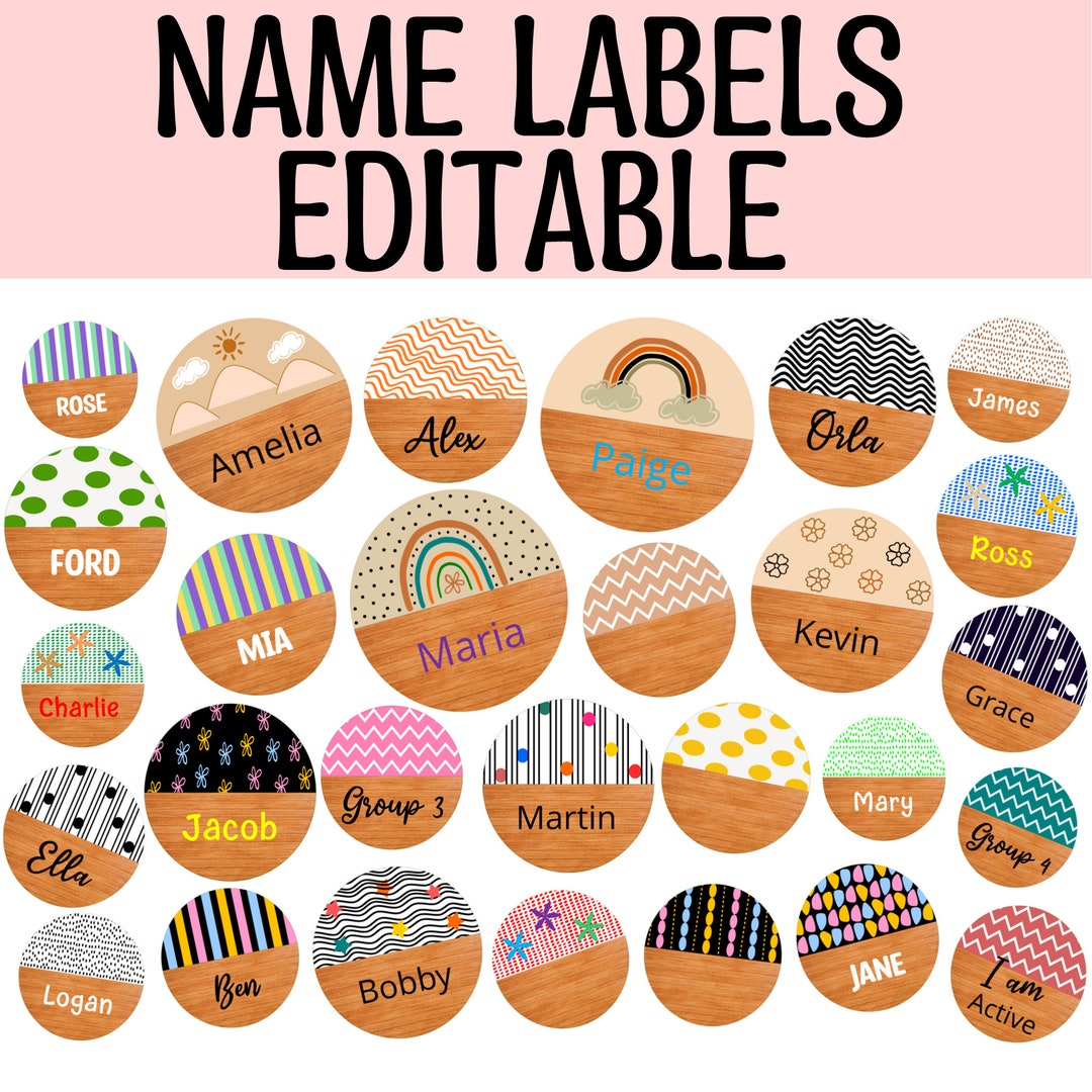 Name Labels Editable Student Name Labels, Cubby Labels, Stations Labels ...