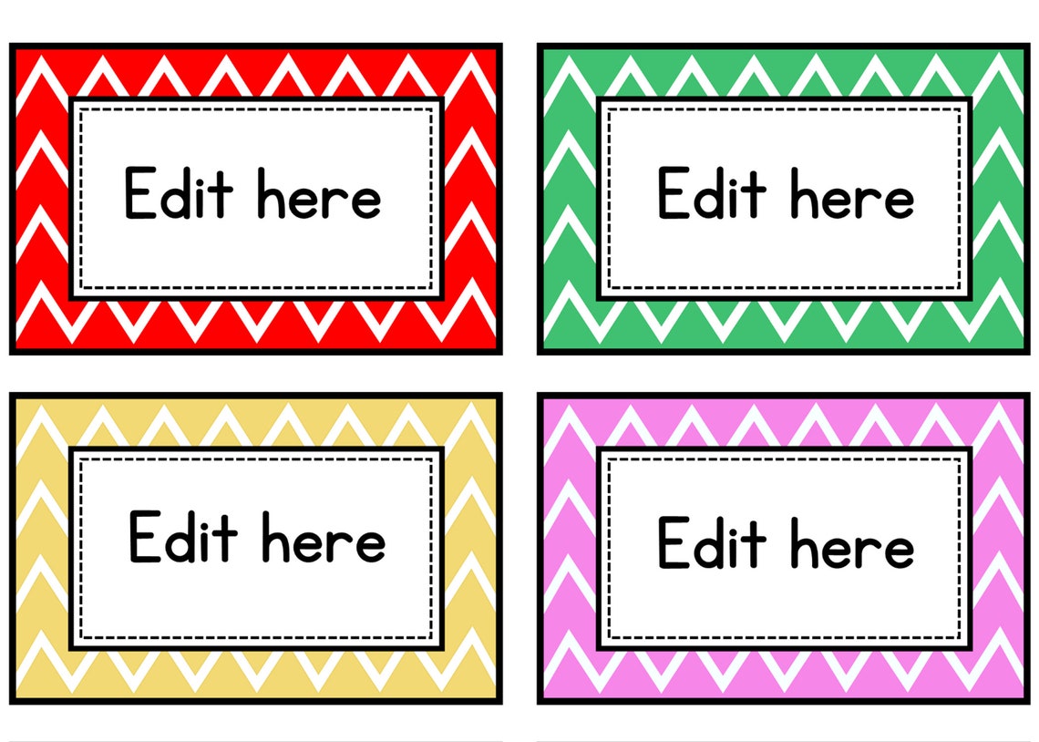 Chevron Name Labels,small Name Labels, Back to School Labels, Editable ...