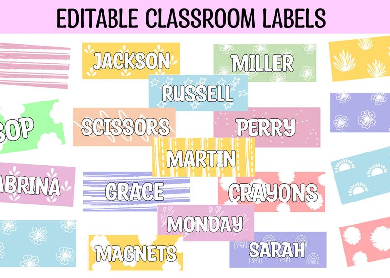 Classroom Labels, Student Name Tags, Back to School Colorful Name ...