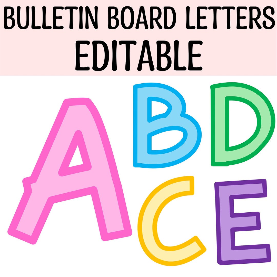 Printable Bulletin Board Letters, Editable Large Alphabet Letters, Wall ...
