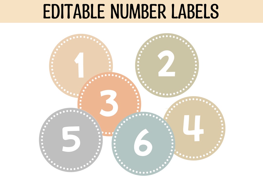 Printable Boho Neutral Number Labels, Number Tags, Cubbies Labels, Book ...
