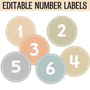 Printable Boho Neutral Number Labels, Number Tags, Cubbies Labels, Book ...