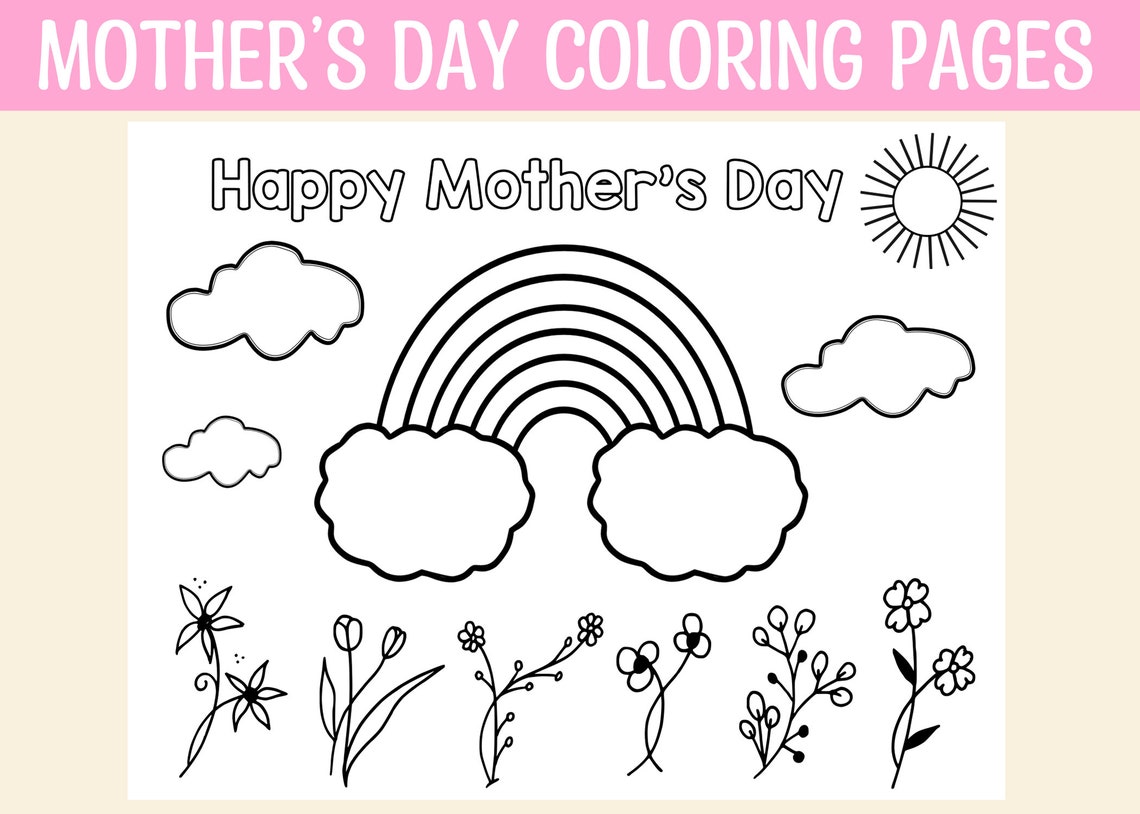 Printable Rainbow Mother's Day Coloring Worksheets,rainbow Coloring ...