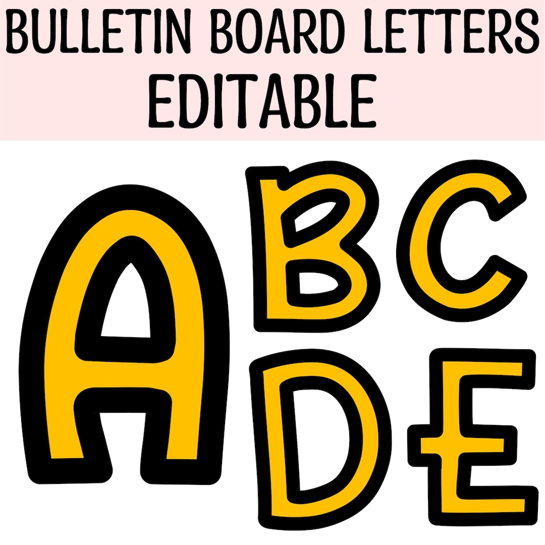 Printable Bright Yellow Bulletin Board Large Alphabet Letters, Editable ...