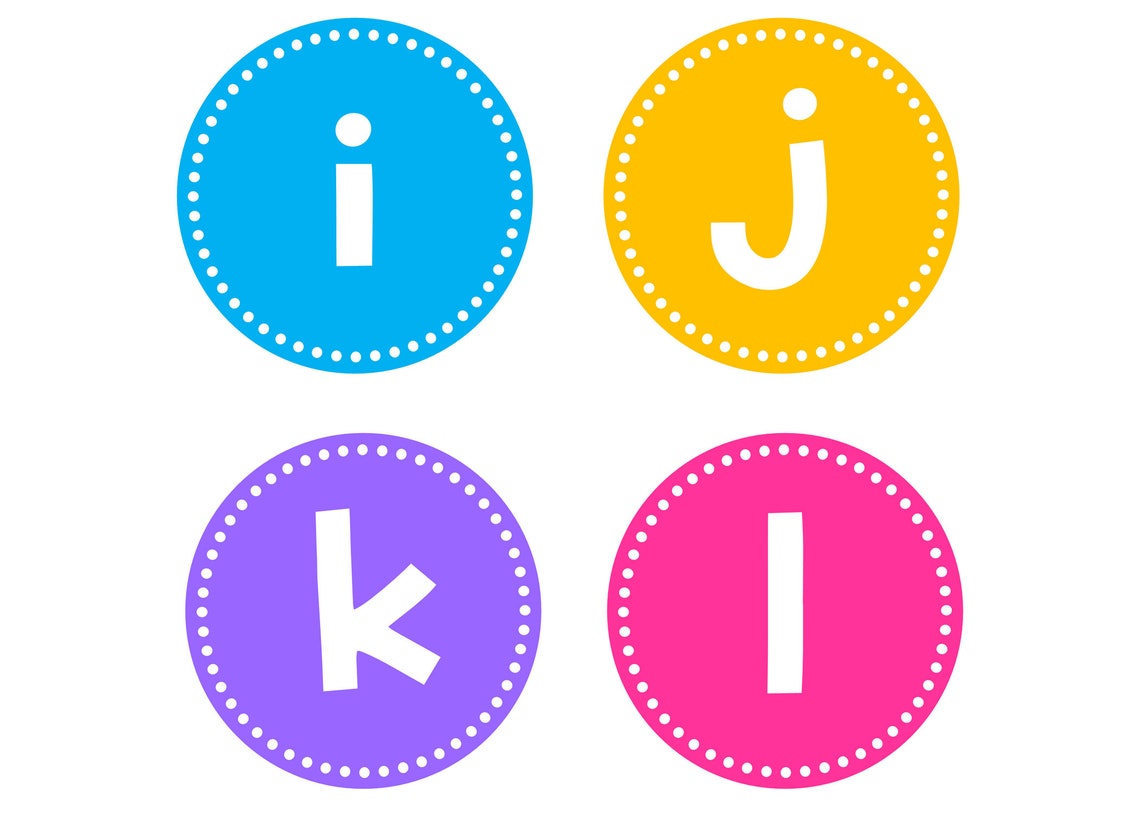 Printable Round Alphabet Letters, Bright Alphabet Letters Posters ...