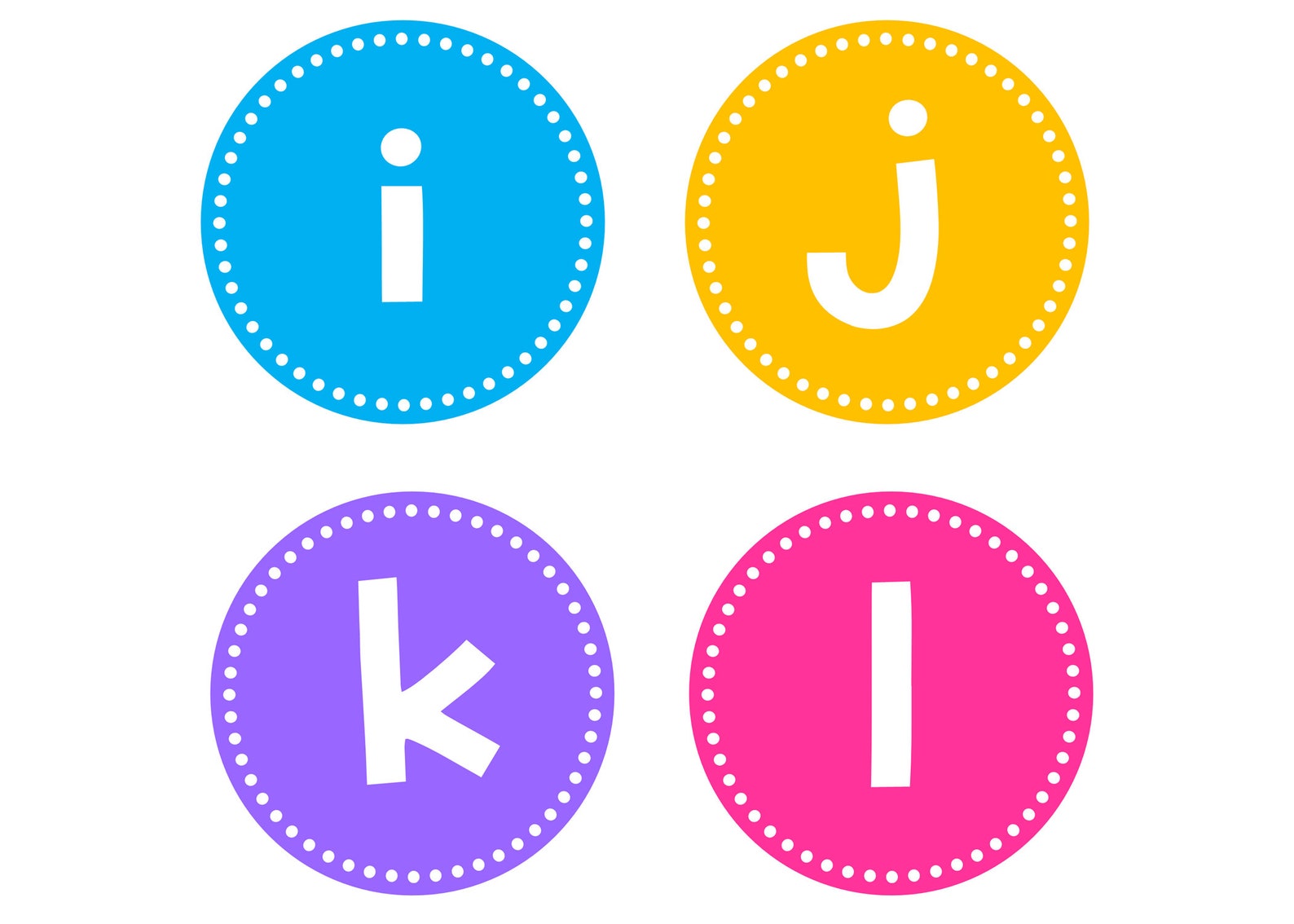 Printable Round Alphabet Letters, Bright Alphabet Letters Posters ...