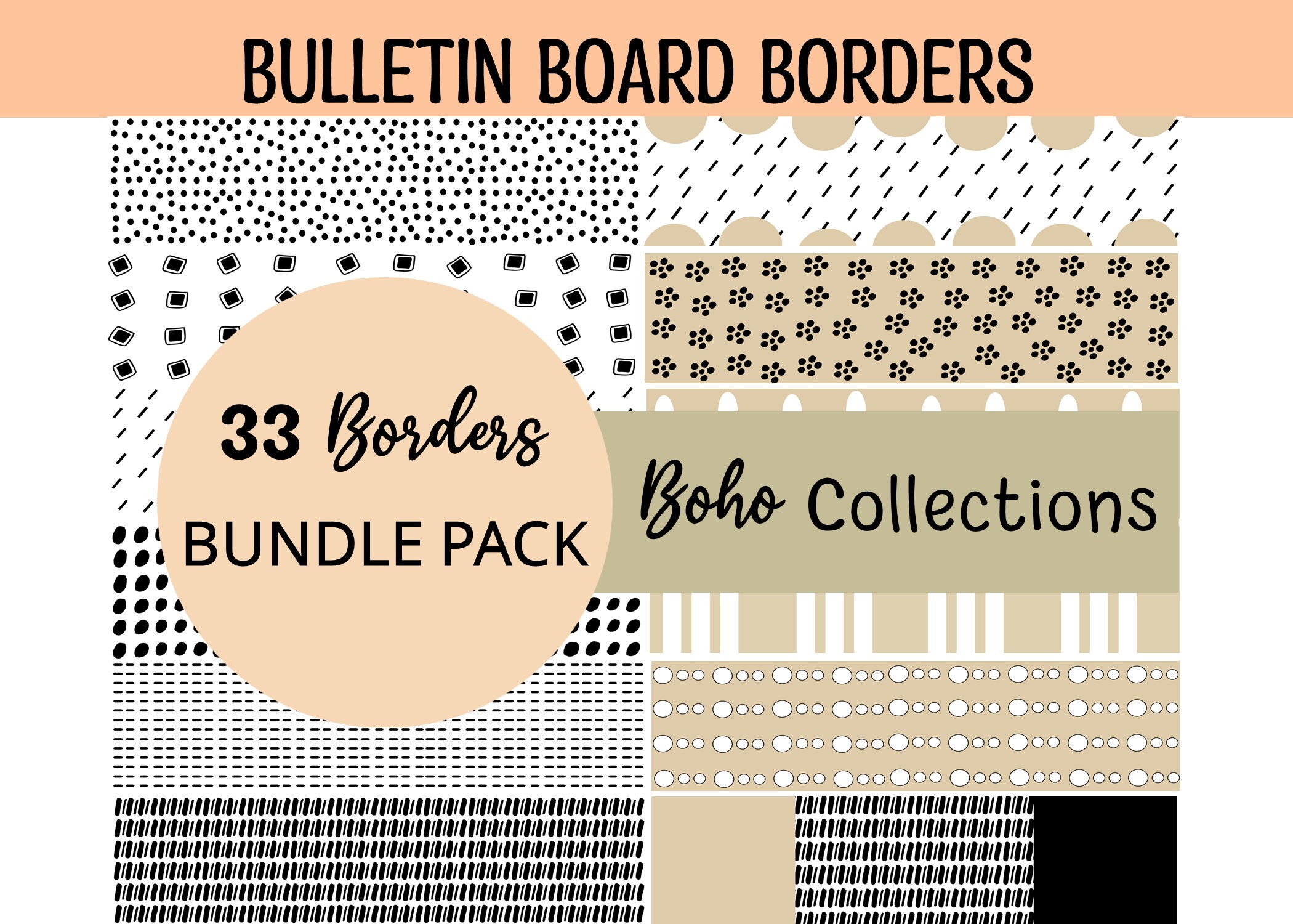 Bulletin Board Borders Black Spotty Borders Minimalistic - Etsy