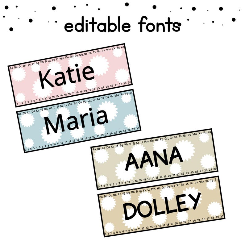 Printable Boho Neutral Student Desk Plates, Editable Student Name ...