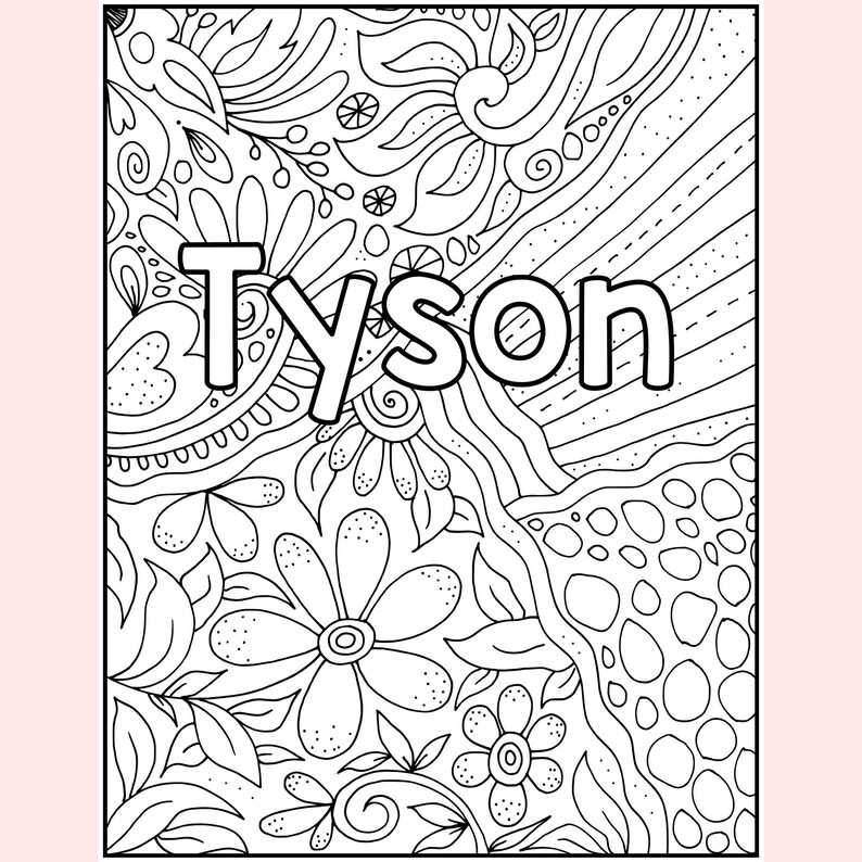 Personalized Floral Name Coloring Pages, Floral Coloring Worksheets for ...