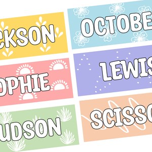 Student Name Labels, Pastel Color Name Tags, Student Cubby Name Plates ...