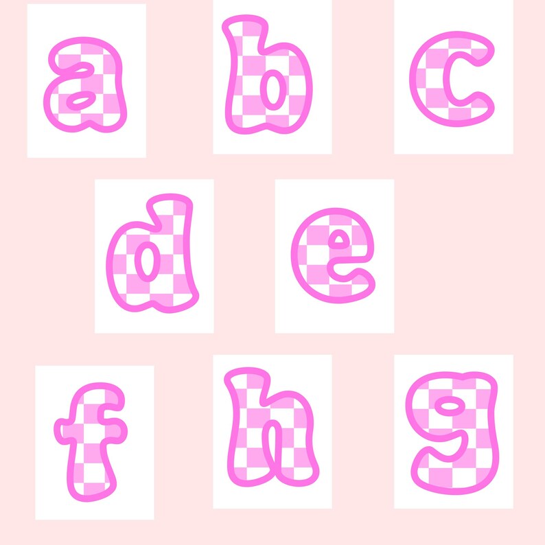 Printable Pink Checkered Bulletin Board Letters, Alphabets, Decorative ...