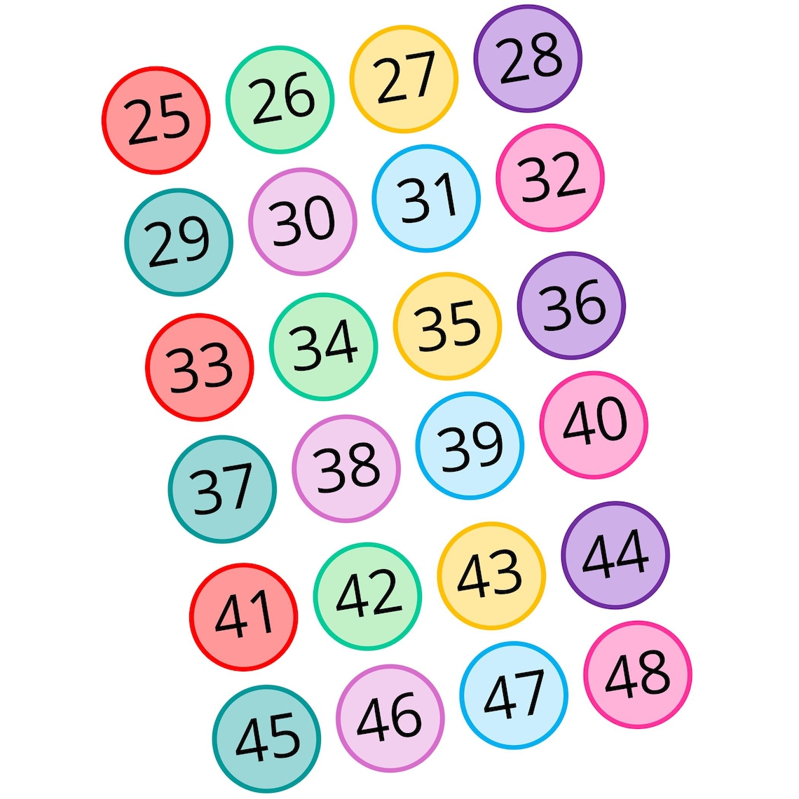 Printable Small Number Labels, Circle Bright Number Tags, Cubby Labels ...